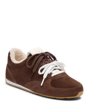 STUART WEITZMAN Bond Sport Shearling Lined Sneakers - Walnut