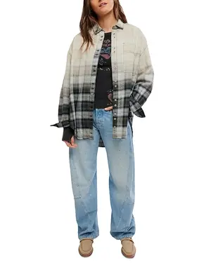 Free People Lexi Cotton Plaid Shirt - Forest Green