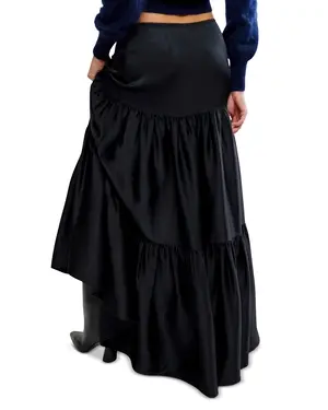 Free People Juliette Tiered Satin Maxi Skirt