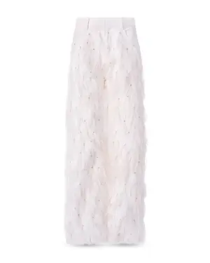 Pinko Tigra Cotton Feather Embellished Wide Leg Pants