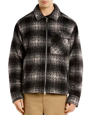 Moncler Point Collar Zip Check Pocket Shirt - Black