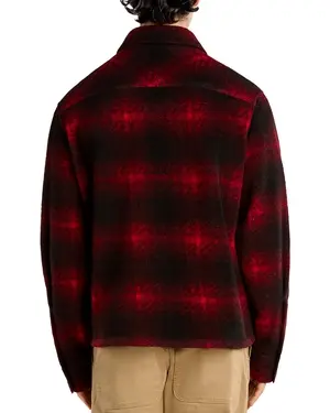 Moncler Point Collar Zip Check Pocket Shirt - Bright Red