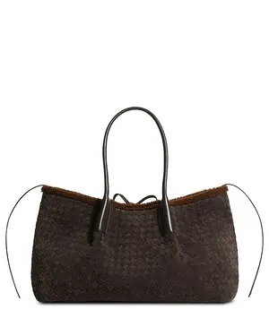 Bottega Veneta Large Pinacoteca Reversible Suede & Shearling Tote - Fondant/gingerbread