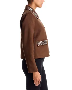 Aqua Embellished Faux Suede Jacket Exclusive