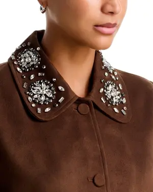 Aqua Embellished Faux Suede Jacket Exclusive