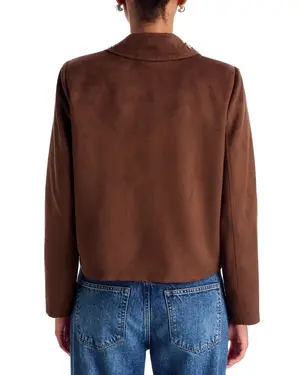 Aqua Embellished Faux Suede Jacket