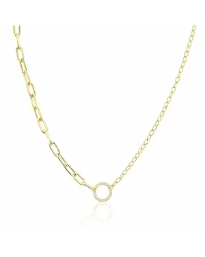 Meira T 14k Yellow Diamond Circle Mixed Chain Necklace