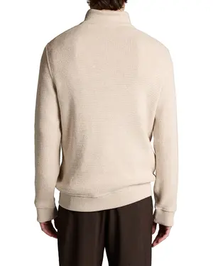 Vince Brushed Waffle Cotton Blend Quarter Zip Sweater