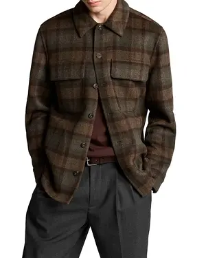 Vince Wool Blend Splittable Plaid Shirt Jacket - Night Leaf