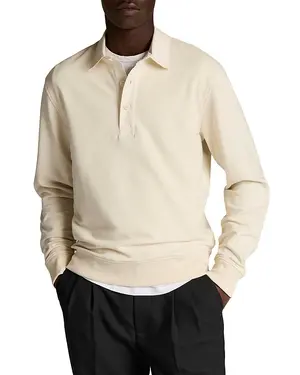 Vince French Terry Travel Long Sleeve Polo - Bone