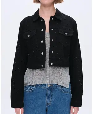 BAYEAS Denim Jacket With Rhinestone In Pureedge