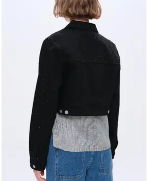 BAYEAS Denim Jacket With Rhinestone In Pureedge