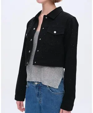 BAYEAS Denim Jacket With Rhinestone In Pureedge
