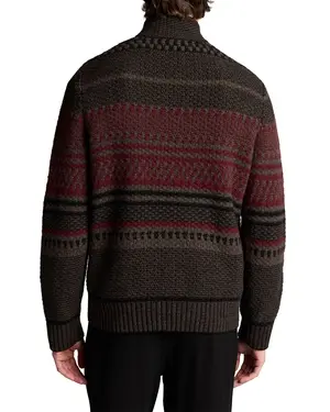 Vince Wool Blend Variegated Jacquard Quarter Zip Sweater