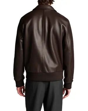 Vince Leather Point Collar Aviator Bomber Jacket