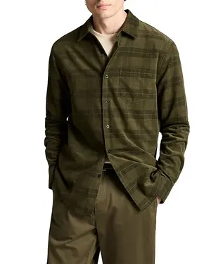 Vince Hamilton Cotton Corduroy Plaid Shirt - Night Leaf