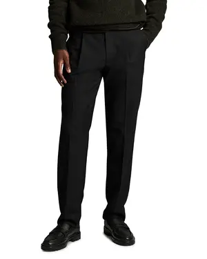 Vince Refined Twill Straight Fit Pleat Pants - Black