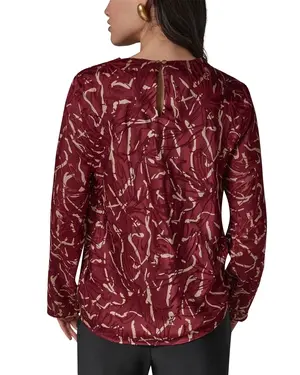 Donna Karan New York Printed Burnout Cowl Neck Top