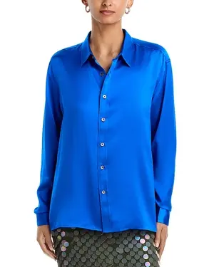 ZANKOV Button Front Silk Shirt