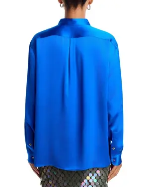 ZANKOV Button Front Silk Shirt