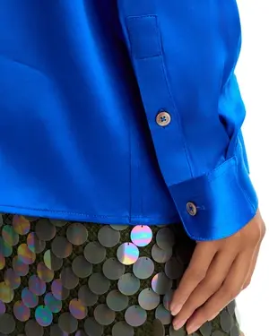 ZANKOV Button Front Silk Shirt