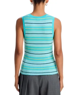 ZANKOV Striped Ribbed Knit Wool Top