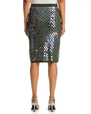 ZANKOV Paillette Merino Wool & Cashmere Skirt