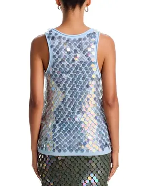 ZANKOV Paillette Merino Wool & Cashmere Sleeveless Top