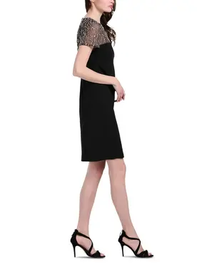 EMILY SHALANT Crystal Illusion Stretch Crepe Mini Dress