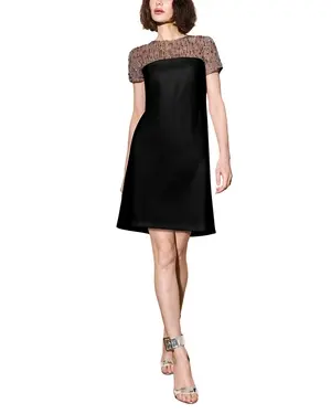 EMILY SHALANT Crystal Illusion Stretch Crepe Mini Dress