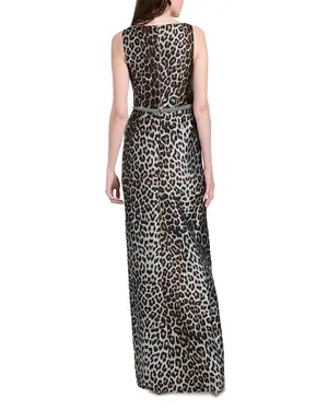 EMILY SHALANT Pleated Rhinestone Waist Gown
