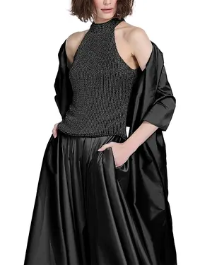 EMILY SHALANT Long Satin Stole Black