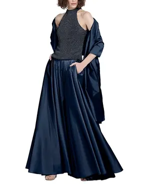 EMILY SHALANT Long Satin Stole Navy