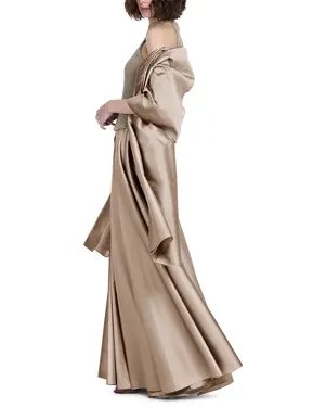EMILY SHALANT Long Satin Stole - Suntan