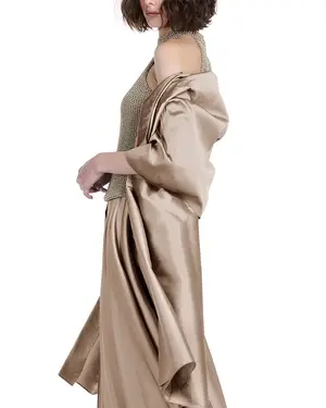 EMILY SHALANT Long Satin Stole - Suntan