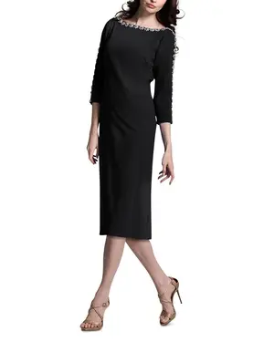 EMILY SHALANT Crystal Floral Midi Dress