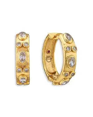 CAPUCINE DE WULF Maharani Cubic Zirconia Huggie Hoop Earrings - Clear