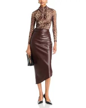 AREA STARS Bailey Faux Leather Asymmetric Hem Skirt