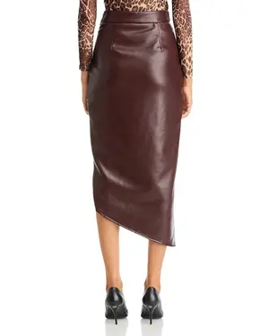 AREA STARS Bailey Faux Leather Asymmetric Hem Skirt
