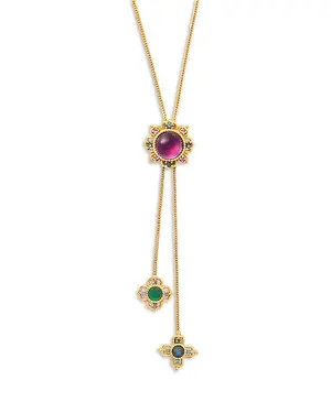 CAPUCINE DE WULF Contessa Gemstone Adjustable Lariat Necklace, 24 - Multi