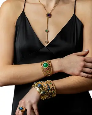 CAPUCINE DE WULF Contessa Gemstone Adjustable Lariat Necklace, 24