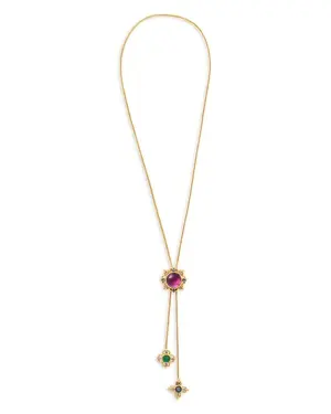 CAPUCINE DE WULF Contessa Gemstone Adjustable Lariat Necklace, 24