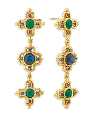 CAPUCINE DE WULF Contessa Gemstone Linear Drop Earrings - Multi