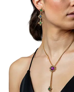 CAPUCINE DE WULF Contessa Gemstone Linear Drop Earrings