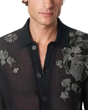 John Varvatos Arden Cotton & Silk Sheer Floral Shirt