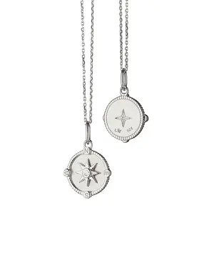 Monica Rich Kosann White Sapphire Mini Adventure Compass Necklace, 18 - Sterling Silver
