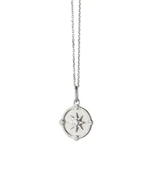 Monica Rich Kosann White Sapphire Mini Adventure Compass Necklace, 18