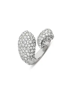 Monica Rich Kosann Sterling Perseverance White Sapphire Pave Sculptural Fish Ring - Silver