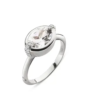 Monica Rich Kosann Points North Rock Crystal & White Sapphire Ring - Sterling Silver
