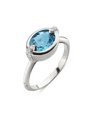 Monica Rich Kosann Points North London Blue Topaz & White Sapphire Ring - Sterling Silver